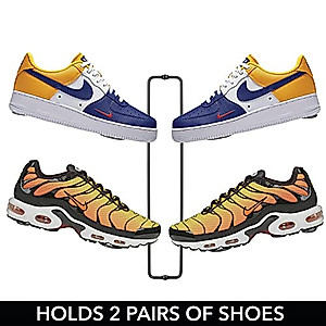 mDesign Modern Metal Shoe Organizer Display & Storage Shelf Rack - Hang & Store Kicks, Running, Basketball, Trainers, Tennis Shoes - 2 Tier, Hold 4 Shoes on Each Wall Mount Unit, 2 Pack, Graphite Gray