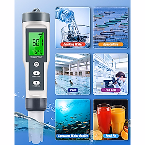 TDS/pH/Temperature 3-in-1 pH Meter for Water, 0-14 pH Measurement Range Digital pH Meter, 0.01 High Precision Water Quality Digital pH Tester with ATC, pH TDS Water Test Meter for Drinking Water