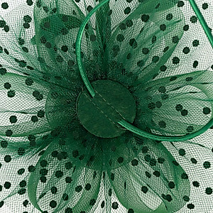 St Patricks Day Fascinators Hat for Women Tea Party Headband Kentucky Derby Wedding Cocktail Mesh 7" Hair Clip 1pc