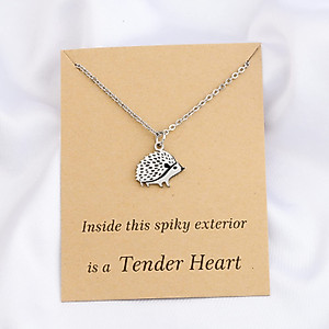 WUSUANED Cute Animal Necklace Hedgehog Pendant Necklace Hedgehog Charm Jewelry For Women Hedgehog Lover Gifts (Hedgehog charm necklace)