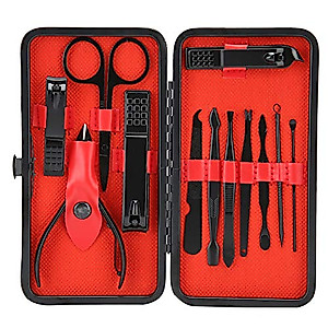 12pcs Manicure Set, Stainless Steel High Hardness Good Toughness Mens Grooming Kit, Easy to Carry Wear Resistance Pedicure Kit, for Nail File Polish