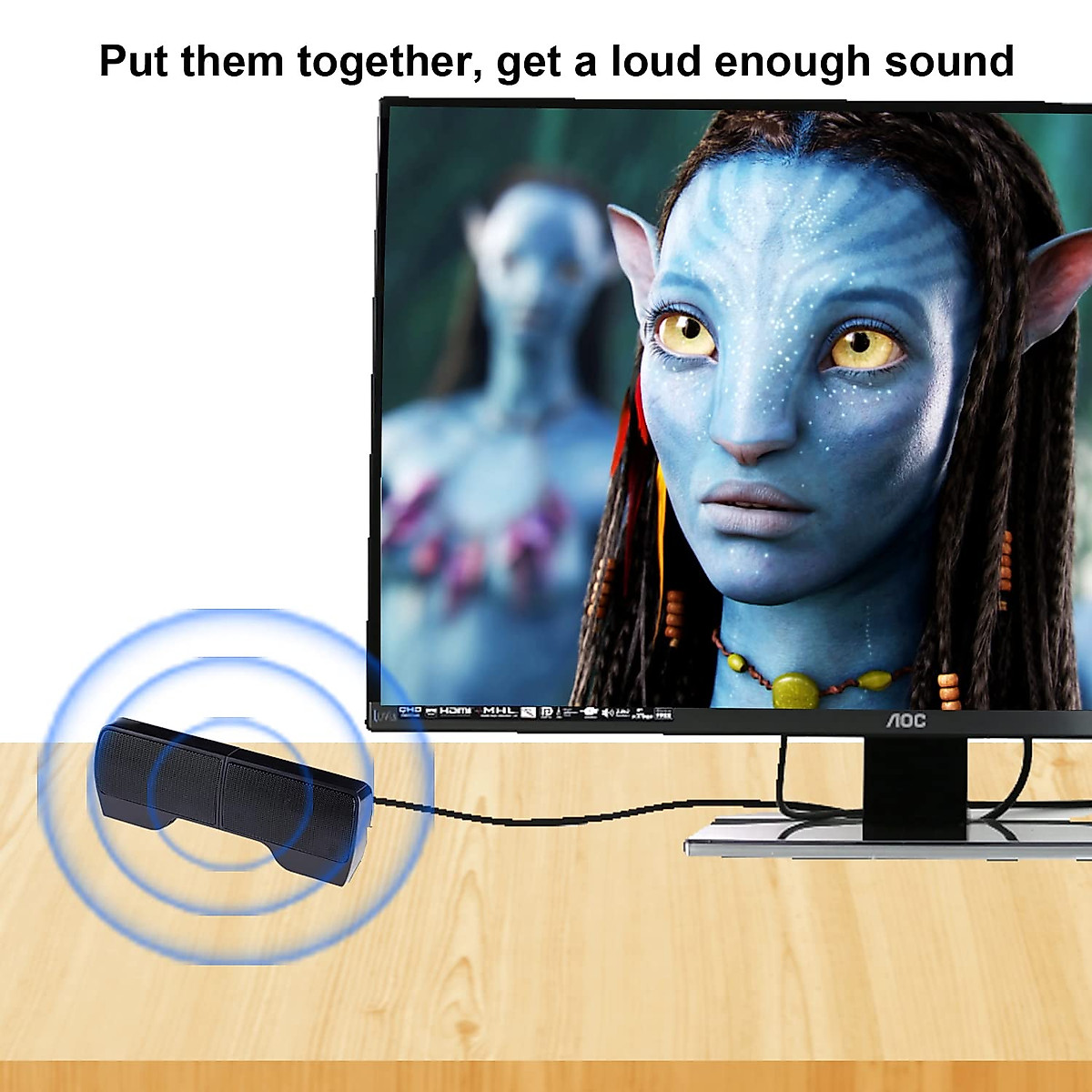 SUPVIN Portable Mini Speakers, External Clip On Computer Speakers, USB Powered Wired Multimedia Mini Soundbar for PC Computer Laptop Speakers