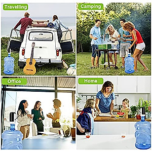 Calogy 5 Gallon Water Dispenser, Electric Drinking Water Pump with Rechargeable, Portable Automatic Water Bottle Pump for Camping Kitchen Home Office - Black