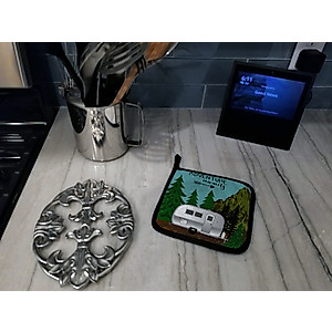 Caroline's Treasures VHA3022PTHD Airstream Camper Adventure Awaits Pair of Pot Holders Kitchen Heat Resistant Pot Holders Sets Oven Hot Pads for Cooking Baking BBQ, 7 1/2 x 7 1/2