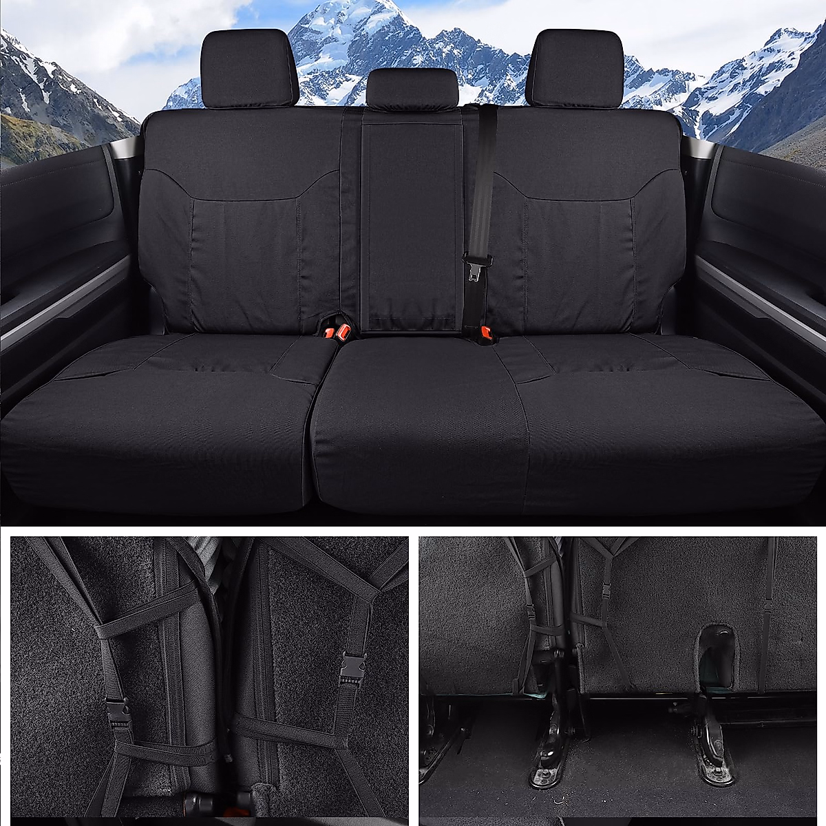 Truckiipa Tacoma Seat Covers Full Set Custom Fit for 2016-2023 Tacoma Double/Crew Cab SR SR5 TRD Sport TRD Off-Road TRD Pro Limited,Canvas Truck Carseat Seat Protectors(Full Set, Black)