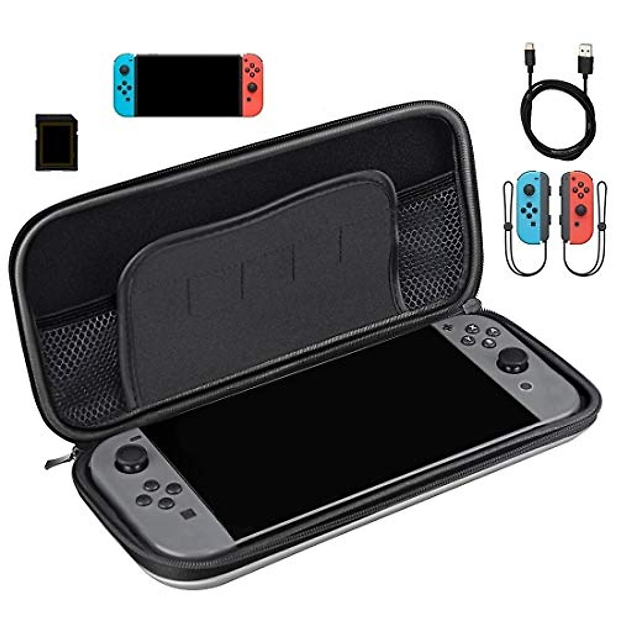 Carrying Case Compatible with Nintendo Switch - Protective Hard Portable Travel Carry Case Shell Pouch for Console & Accessories - Silver