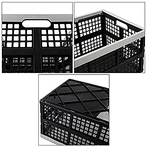 Minekkyes 3-Pack Plastic Collapsible Storage Bin/Container, 42 L Large Folding Basket Crates, Black