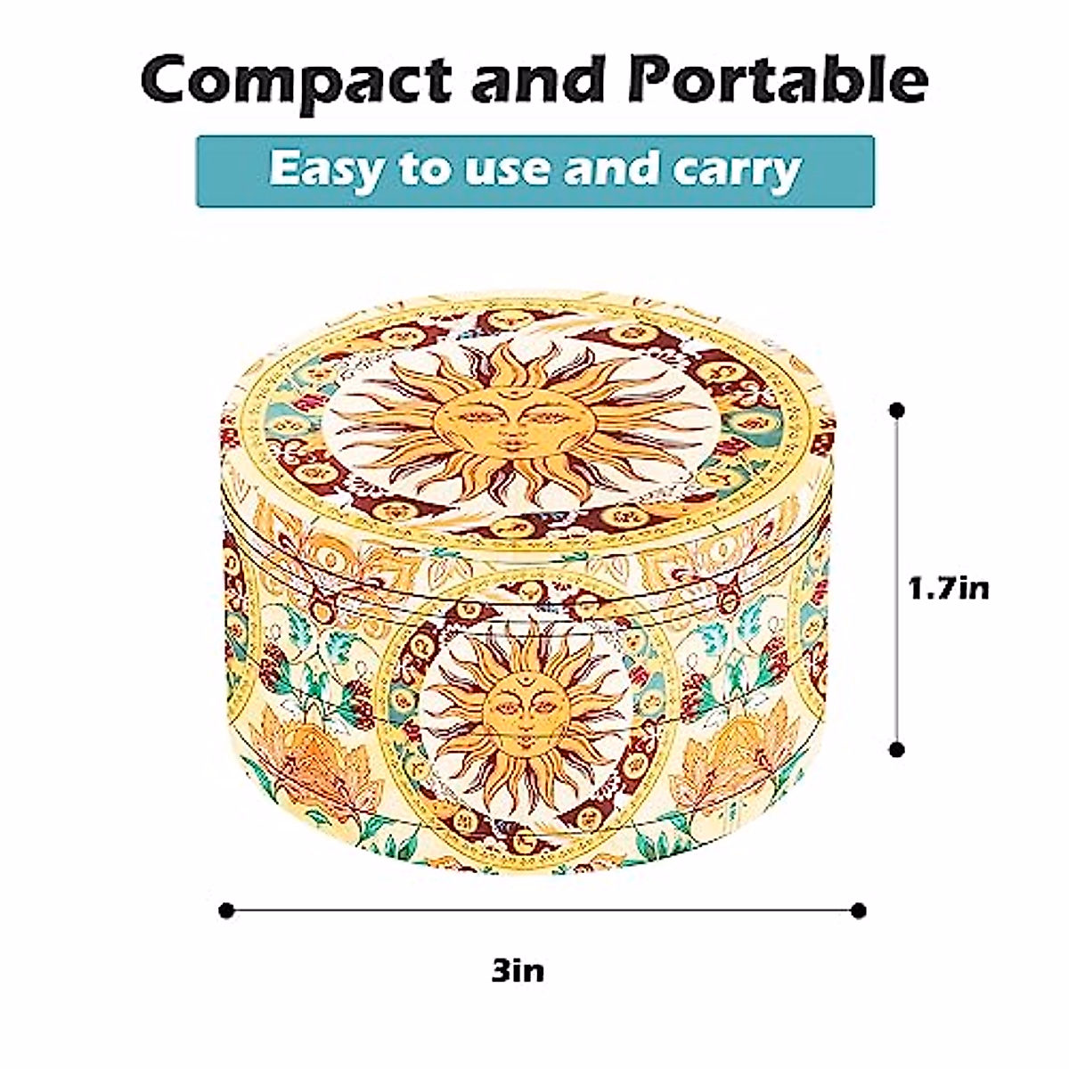 JWEX Grinder 3" Boho Grinder Sun Moon Unique Printing & Scraper Sun Yellow