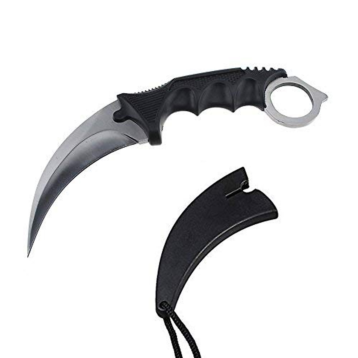 Crestgolf Stainless Steel Camping Hunting Knife Tactical Knife Karambit -Fixed Blade -with Rope (White)