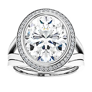 4 CT Oval Cut VVS1 Colorless Moissanite Engagement Ring Set for Women Bridal Rings Set Handmade Bezel Moissanite Wedding Gifts Anniversary Promise Her 925 Sterling Silver