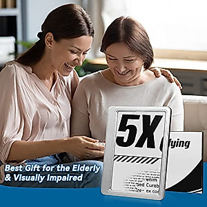 NZQXJXZ 5X Magnifying Glass for Reading, Large and Lightweight Magnifier Provide Full Book Page Viewing Area Perfect Handheld Magnifier for Reading Small Prints and Low Vision Person Silver