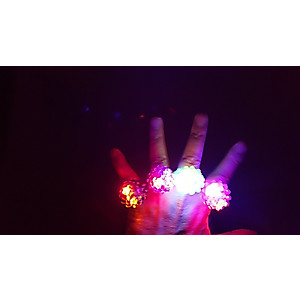 HND® Novety LED Flashing Light Up Jelly Bumpy Ring, For Party,Cutumes,Birthday,Wedding And Any Celebrations. 24-Pack