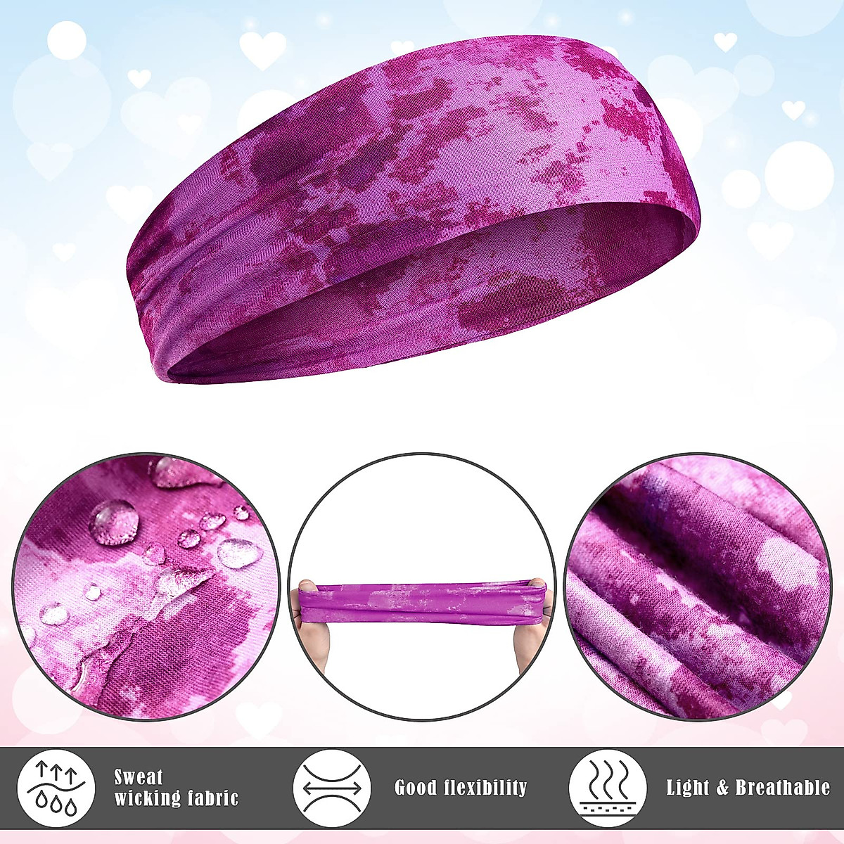 Jerify 12 Pieces Girls Sports Headbands Athletic Sweatbands Sport Hairbands Elastic Wicking Headband for Youth Kids Boys Girls Children Teenagers(Tie Dye)