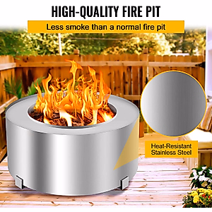 Smokeless Fire Pits Large Wood Burning Fire Pit Carbon Steel Stove Bonfire Fire Pit Portable Outdoor Fire Bowl for Picnic Camping Backyard (28.5 Inch)