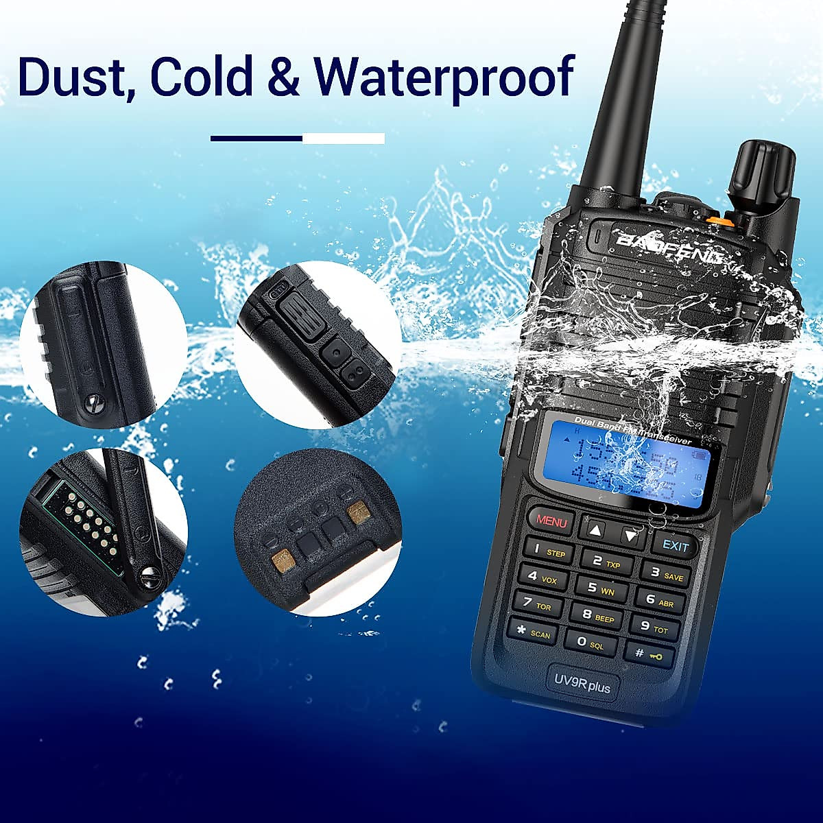 Airiton x Baofeng UV-9R Plus 8W Ham Radio Handheld Dustproof & Waterproof IP67 Dual Band Two Way Radio Walkie Talkie with 2Pack Battery,771 Antenna and Programming Cable