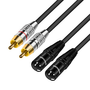 DREMAKE 4N OFC RCA to XLR Cable Wire, 3 Foot Dual XLR Male to Dual RCA Male Cable, 2 XLR Male to 2 RCA Male HiFi Audio Connection Cable for Amplifier Mixer Microphone Patch Cord - 2 Pack