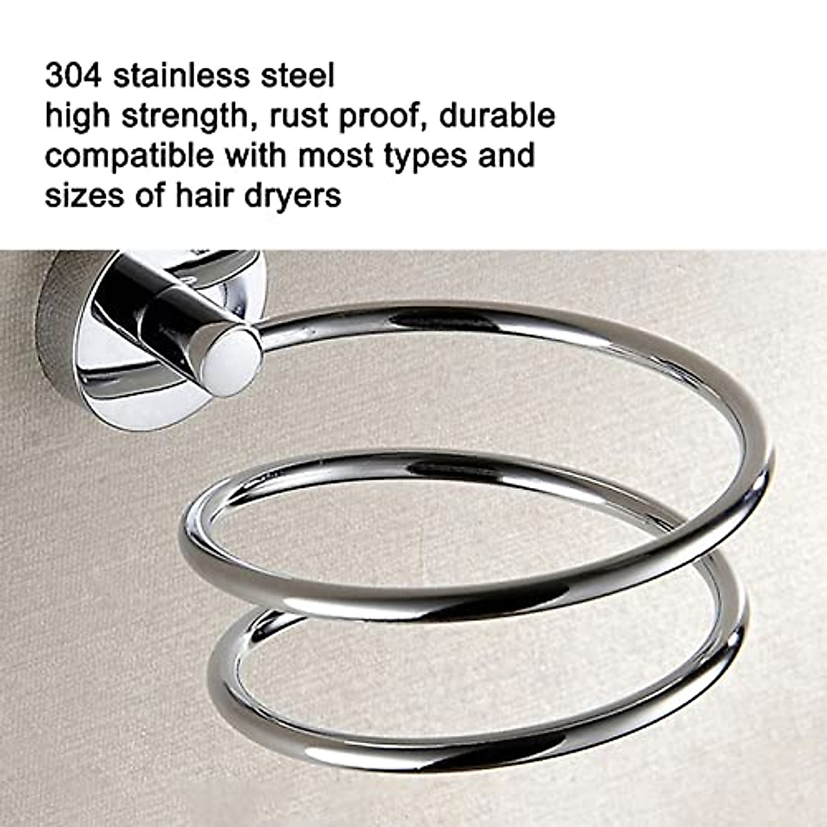 CHICIRIS Blow Dryer Holder Wall Mount, Wall Mounted Hair Dryer Holder Stainless Steel Bathroom Hair Dryer (Chrome Plated)