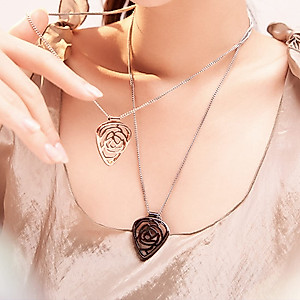 PICKRING Rose Shaped Guitar Pick Holder Necklace (SILVER)