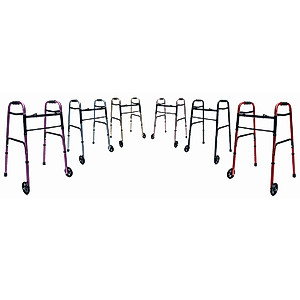 Lumex ColorSelect Walker, Lightweight & Folding 2-Wheel Walker for Adults & Seniors, Black