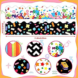 71 Feet Classroom Bulletin Board Borders Confetti Border School Decor Inspirational Quotes Bulletin Board Supplies Scalloped Bulletin Board Trim for Office School Decor, 6 Styles, 72 Packs (Cute)