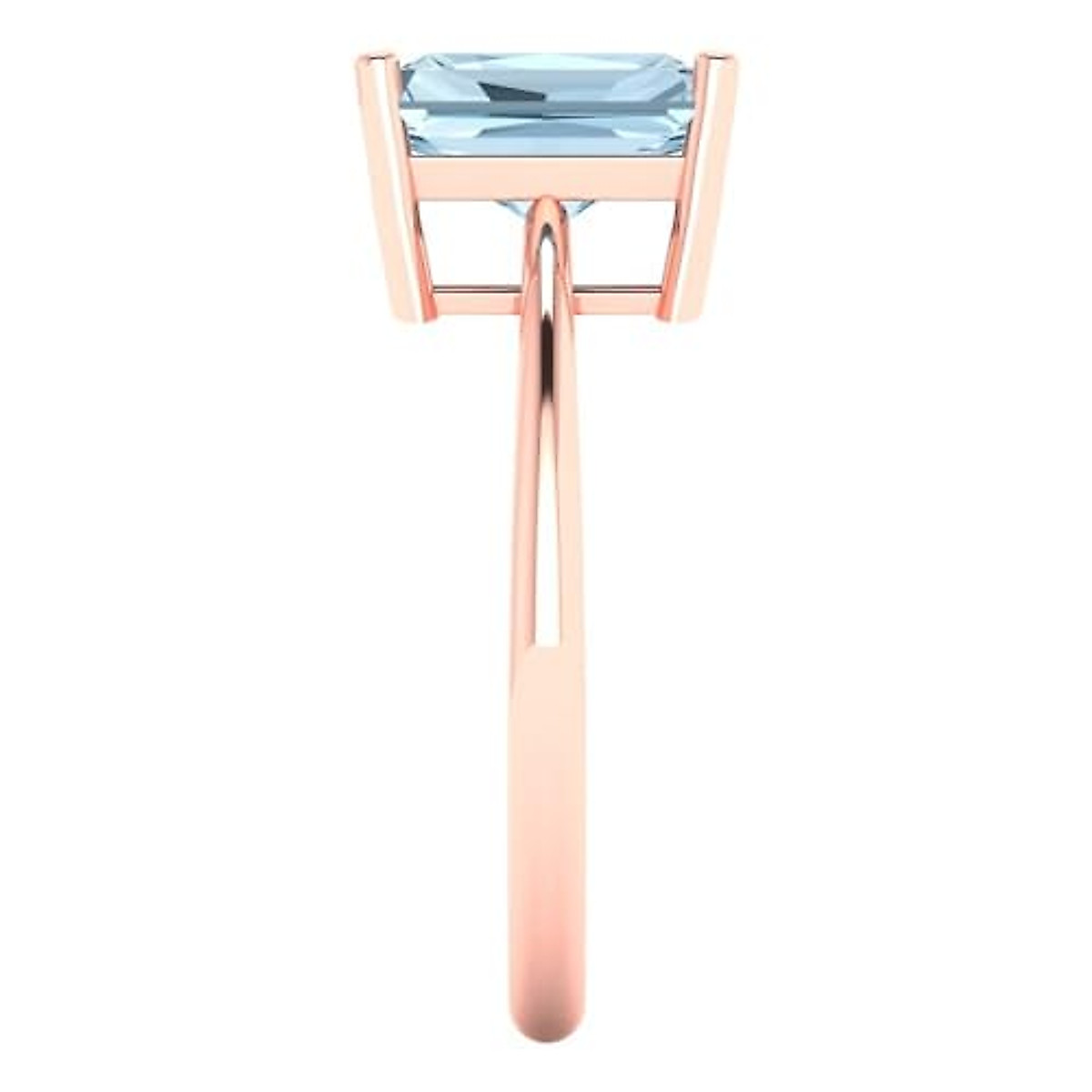 Clara Pucci 2.5ct Radiant Cut Solitaire Natural Sky Blue Topaz gemstone Bridal Designer Anniversary Engagement Ring Real 14k Rose Gold