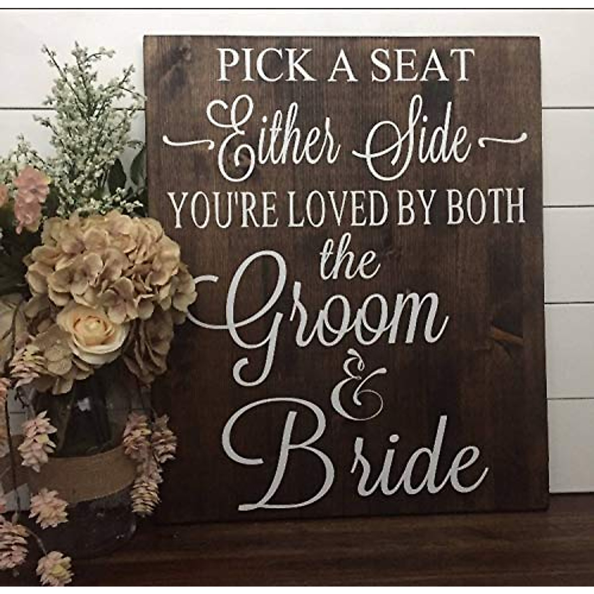 egobena Rustic Wood Wedding Sign Pick A Seat Not A Side Sign Rustic Wedding Decor Country Wedding