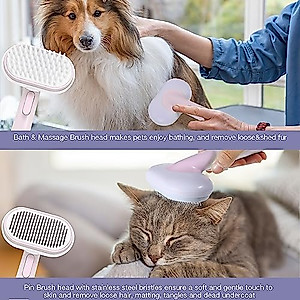 WOPQAEM Cat Brush, Self Cleaning Slicker Pets Grooming Tool for Shedding Long or Short Haired Indoor Cats, Removes Mats Tangles Loose Fur of Large Medium Small Dogs (Pink)