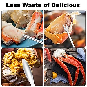 4pcs Crab Crackers and Tools, Multifunctional 3-in-1 Crab Leg Crackers Lobster Crackers Seafood Crackers and Tools with Fork/Spoon/Pick for Crab Leg Nuts Walnut Seashells (Black)