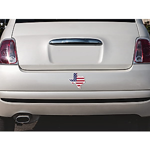 Car Bumper Sticker Magnet Sign - 5x5 in. Refrigerator Tool Box Magnets Texas State Map American USA Flag