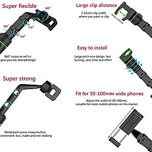 cdbz New 360° Rearview Mirror Phone Holder,Car Rearview Mirror Mount Phone and GPS Holder,Universal 360 Degrees Rotating Car Phone Holder,Cell Phone Automobile Cradles (Gray + Cable)