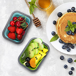 Maxdot Set of 12 Silicone Food Storage Containers Collapsible Bowls with Lids Vacuum Seal Silicone Lunch Box for Fruit Meal Freezer Kitchen Microwave Dishwasher Safe (Mixed Color, 12 oz)