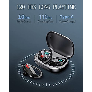 Bluetooth Headphones Wireless Earbuds Sports,120H Playtime Over-Ear Bluetooth 5.3 Ear Buds with Earhook Wireless Headphones LED Display Workout Audifonos Bluetooth inalambricos for Samsung Android
