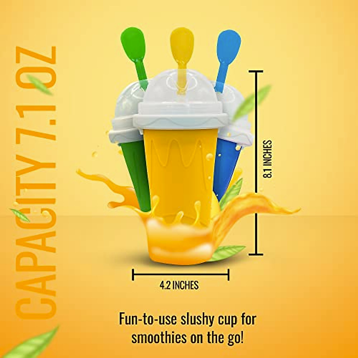 EJ1 Slushie Maker Cup TIK TOK Frozen Magic Double Layer Silicone Squeeze Cup - Quick Cool Stuff Slushy Milk Shake Ice Cream Smoothies Homemade DIY BPA Free Cool Gadget with Lid & Straw for Family