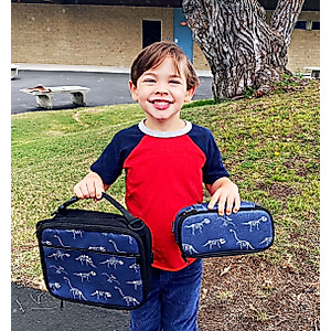 mibasies Glittery Pencil Case for Kids Glitter Little Girls Pen Pouch (Purple Dinosaur)