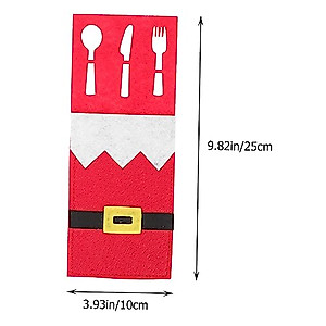 NOLITOY 40 Pcs Christmas Cutlery Bag Cutlery Bags Mini Bottles Cover Cutter Fork Bag Xmas Tableware Bag Tableware Pocket Xmas Theme Cutlery Bag Dining Table Accessories Non-woven Fabric