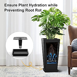 Elevens Tall Planters 20 Inch Tapered Square Planters Garden Flower Pots,Indoor/Outdoor Planter with Tray, Large Planter for Patio Black-2 Pack