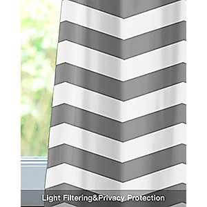 Artwork Store Valances Windows Curtain Simple Chevron Zig Zag Gary and White Ripple Kitchen Valances Rod Pocket Window Treatment Short Curtains Valance for Window 1 Panel,42 by 18 inches