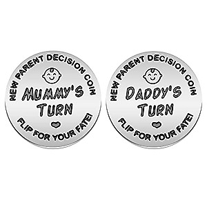 Decision Making Coin New Parents Gifts Pregnancy Gifts New Baby Gifts for Parent Mom Dad Decision Coin for Women Men Pregnancy for First Time Mummy Daddy to Be Christmas Birthday Gift (Silver)