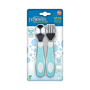 Dr. Brown’s Designed to Nourish Soft-Grip Spoon and Fork Set, Teal