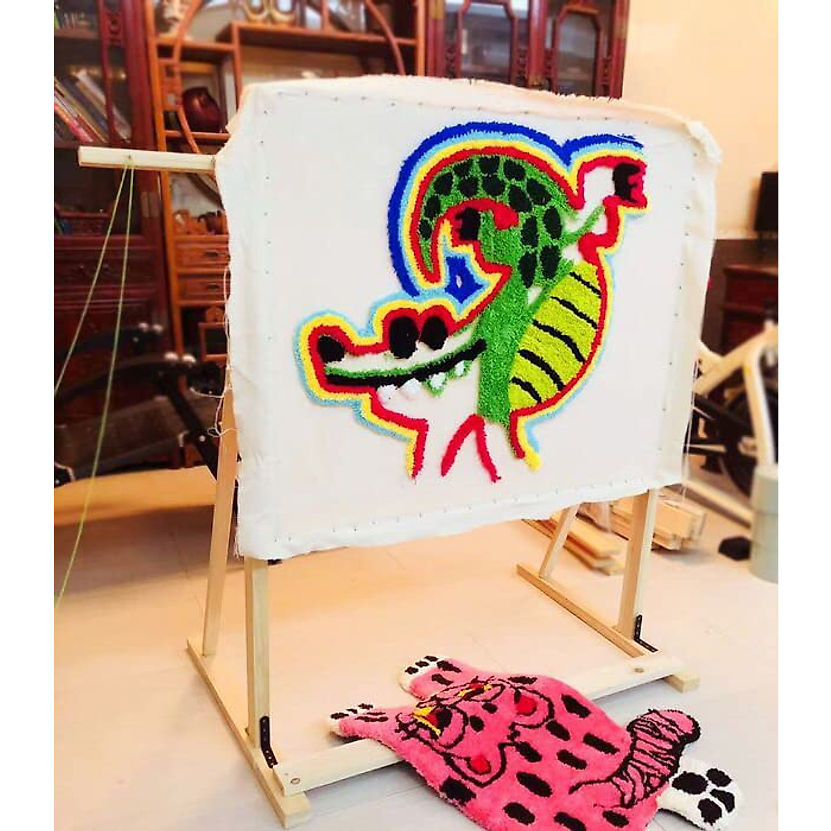 FUNORNAM 40''x170'' Tufting Cloth with Marked Lines, Carpets Rug Backing Fabric Monks Cloth for Cut/Loop Pile Tufting Gun