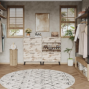 MU Shoe Cabinet Storage for Entryway, Shoe Organizer with 2 Flip Drawers, Hidden Shoe Cabinet, Slim Enclosed Shoe Rack, White