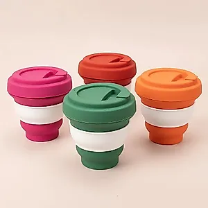 HOGOWARE travel coffee mug collapsible cup insulated tumbler smoothie with lid silicone reusable to go foldable silicon folding hot cold tea water- 12oz (Dark Gray)