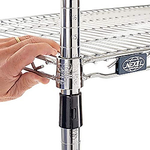 Nexel Adjustable Wire Shelving Unit, 4 Tier, Commercial Dry Storage Rack, 21" x 36" x 74", Chrome