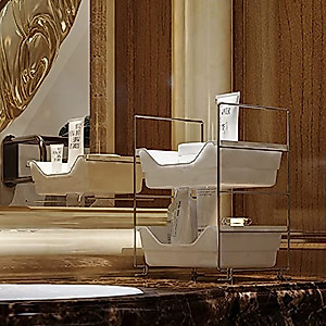 2 Tier Bathroom Counter Organizer Corner Shelf - Rectangle Vanity Tray Cosmetic Makeup Organizer - Stahomily Kitchen Spice Rack