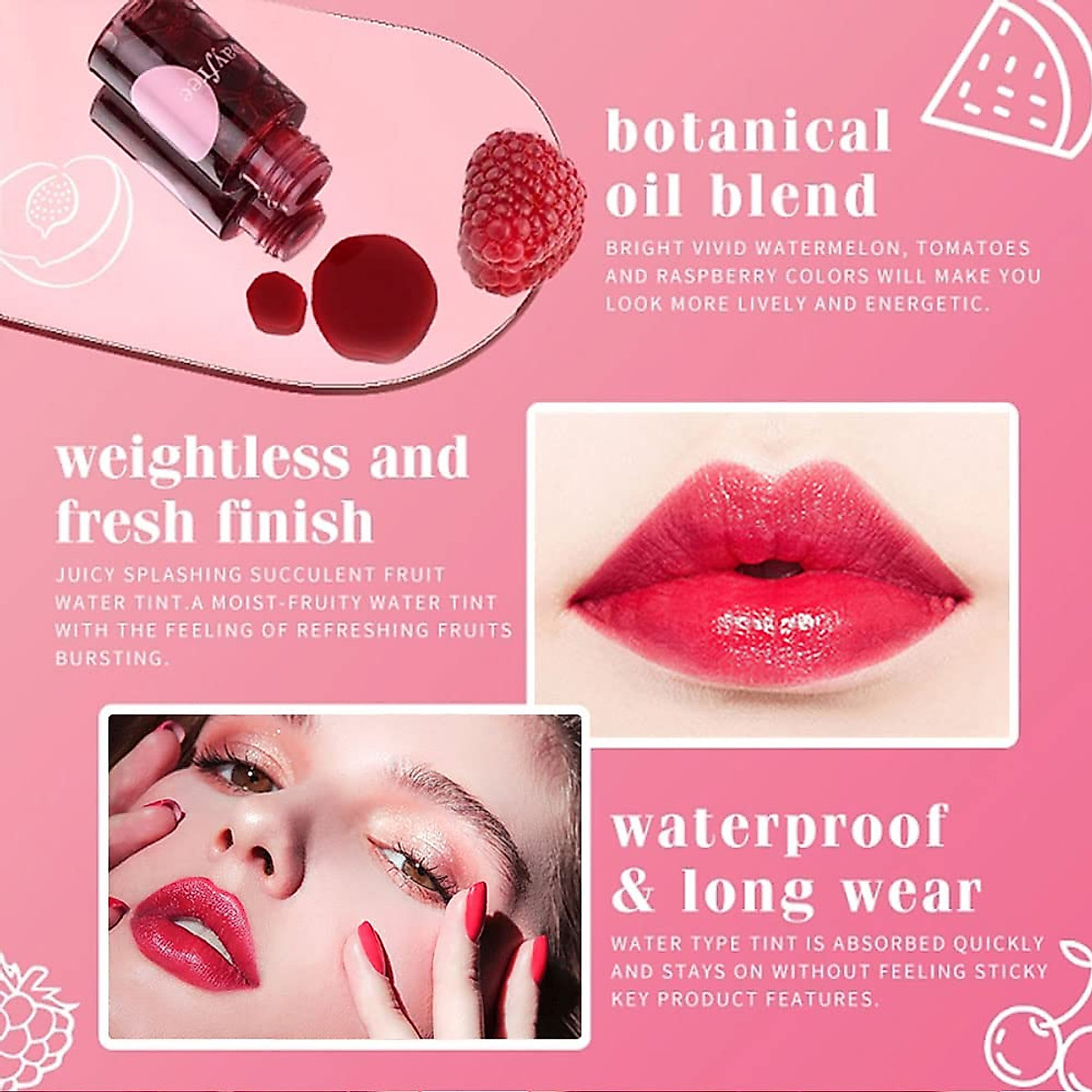 Charm Kiss 4 Colors Lip Tint Stain Set, Matte Velvet Lip Tint Watery Lip Stain Mini Liquid Lipstick, Natural Shimmery Lip Tint Stain Lip Color Makeup,