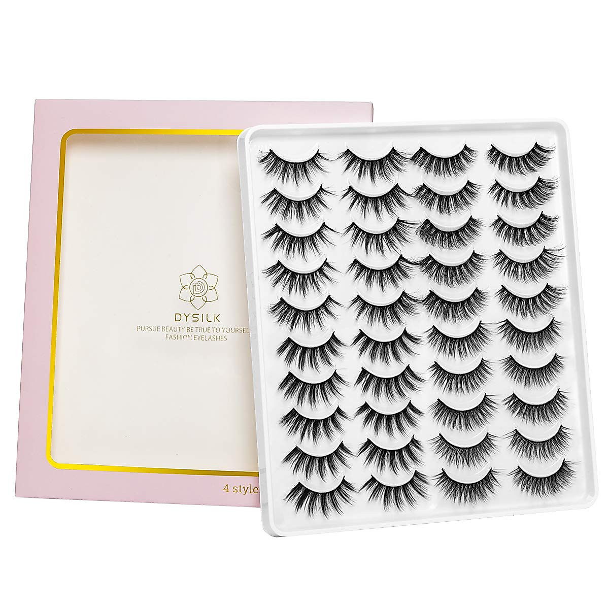 DYSILK Lashes False Eyelashes - Mink Lashes 20 Pairs Faux Mink Lashes 6D Wispy Fluffy Lashes Natural Look False Eyelashes Cat Eye Lashes Reusable Lashes Pack| 11mm-20mm