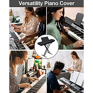Piano Keyboard Dust Cover, Water Proof Stretchy Electric Piano Keyboard Covers for Digital Electric Pianos, Full Cover Elastic Lock Music keyboard Protector Cover (88 - Keys, Black)