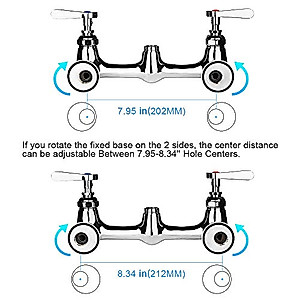 36" Height Commercial Sink Faucet with Pre Rinse Sprayer, 8 Inch Center Commercial Wall Mount Kitchen Faucet with 12” Swing Spout 3 Bay Commercial Compartment Sink Faucet for Restaurant Industrial