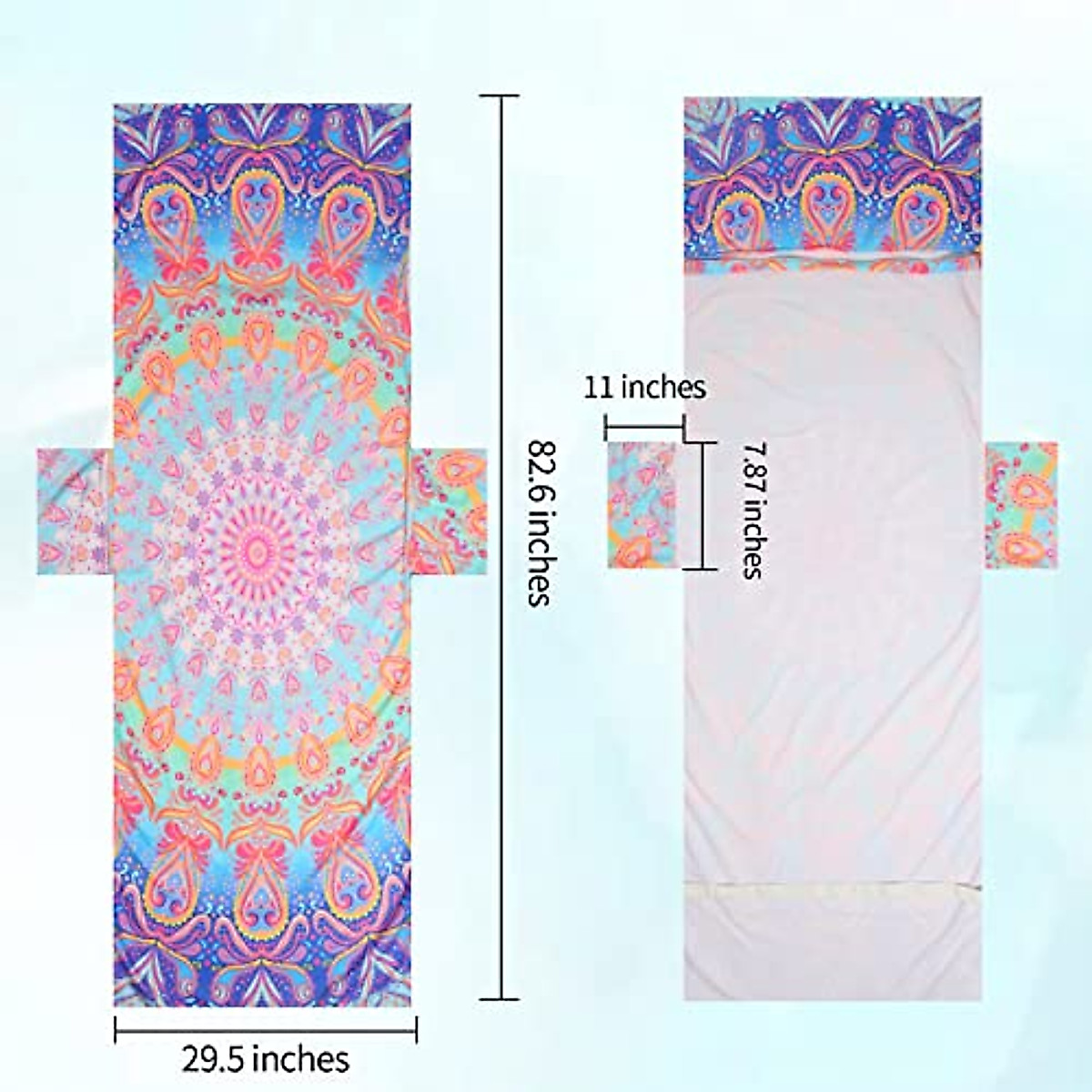 Beach Chair Cover with Side Pockets Thick and Quick Dry Chaise Lounge Chair Towel Cover for Sun Lounger Pool Sunbathing Garden Beach Hotel No Sliding (Mandala)
