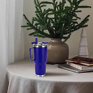 30oz Tumbler with Handle, Insulated Leak Proof Coffee Travel Mug with Straw Lid Double Wall Stainless Steel Vacuum Tumblers Metal Cup Keep Hot and Iced Drink for Gym, Office, Camping, Blue 1 Pack